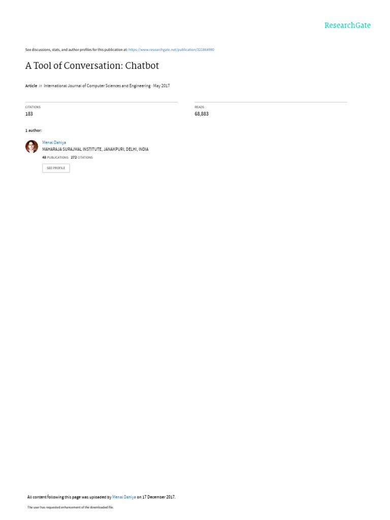 ChatBot Research Paper 2 | PDF | Computing | Computer Science