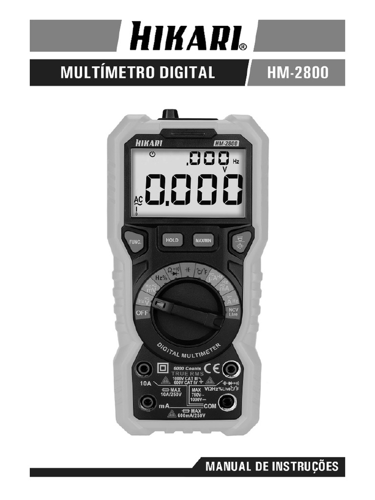 Manual Multimetro Digital Hikari HM2800 | PDF | Rede elétrica | Ciência de Materiais