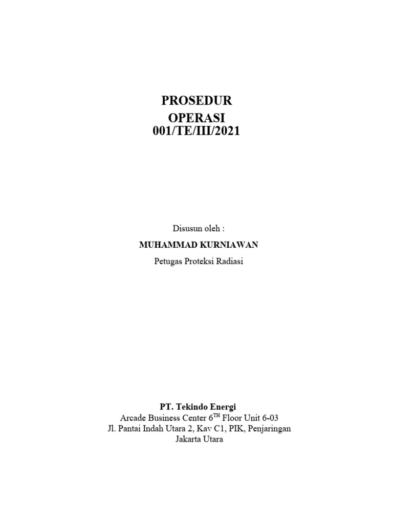Draft - Prosedur Operasi PRP (Epsilon 4) | PDF