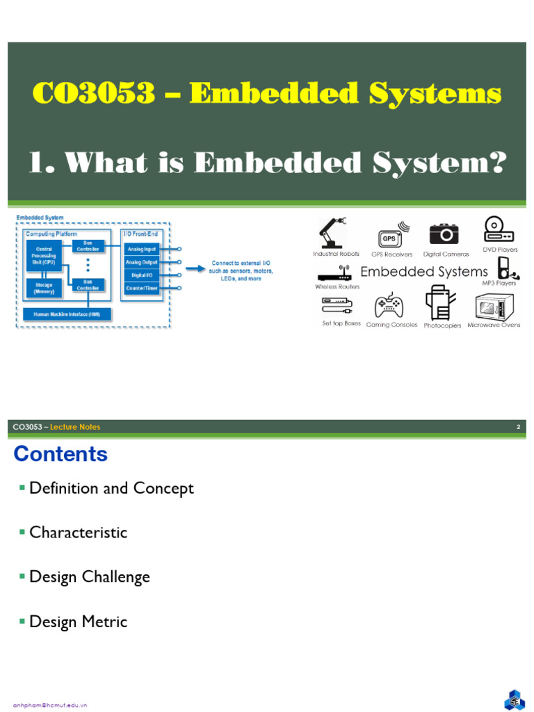 CO3053 - Lecture 1 - What Is Embedded System | PDF | Embedded System | Central Processing Unit
