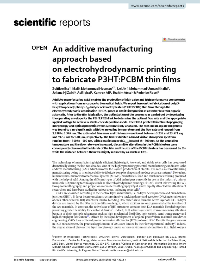An Additive Manufacturing Approach Based On Electrohydrodynamic ...
