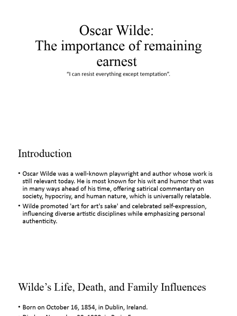 Oscar Wilde Presentation | PDF | The Importance Of Being Earnest