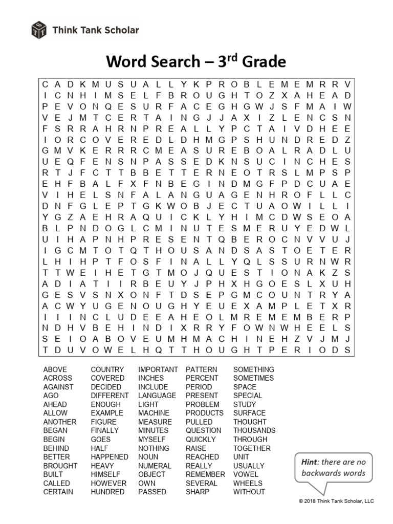 Sight Words Worksheet Free 3rd Grade Word Search 1 | PDF | Linguistics ...