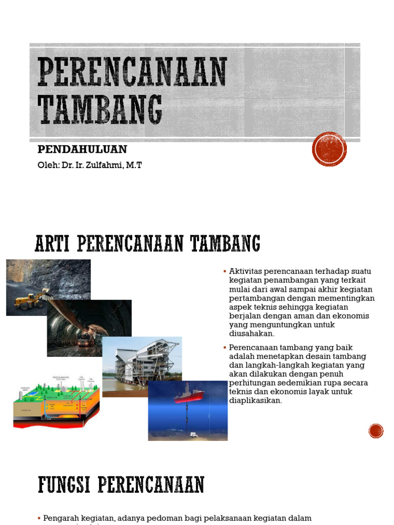 01-Pendahuluan - Perencanaan Tambang | PDF | Seni | Sains & Matematika