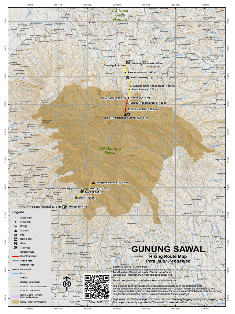 Peta Jalur Pendakian Gunung Sawal | PDF