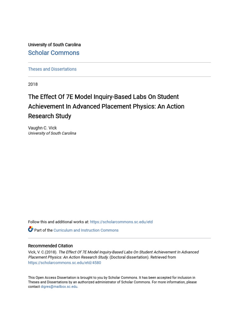 The Effect of 7E Model Inquiry-Based Labs On Student Achievement | PDF ...