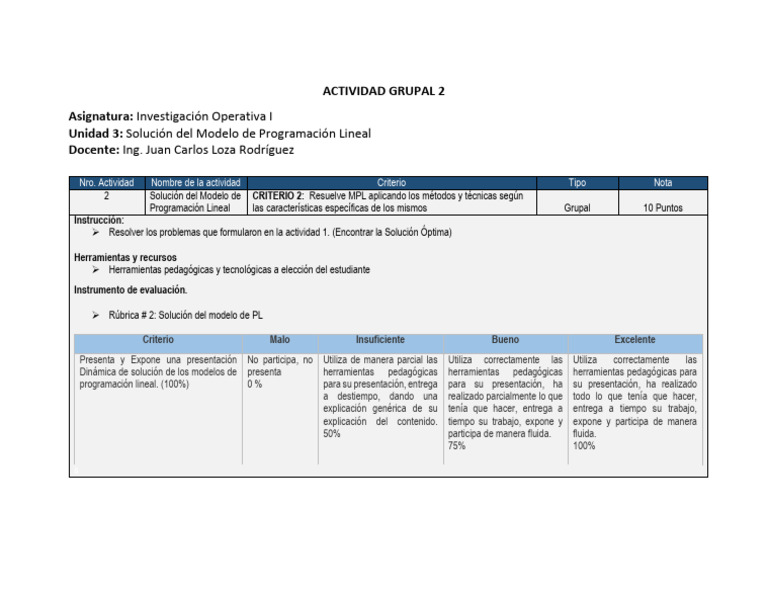 Actividad Grupal 2 Solucion Del Modelo PL | PDF