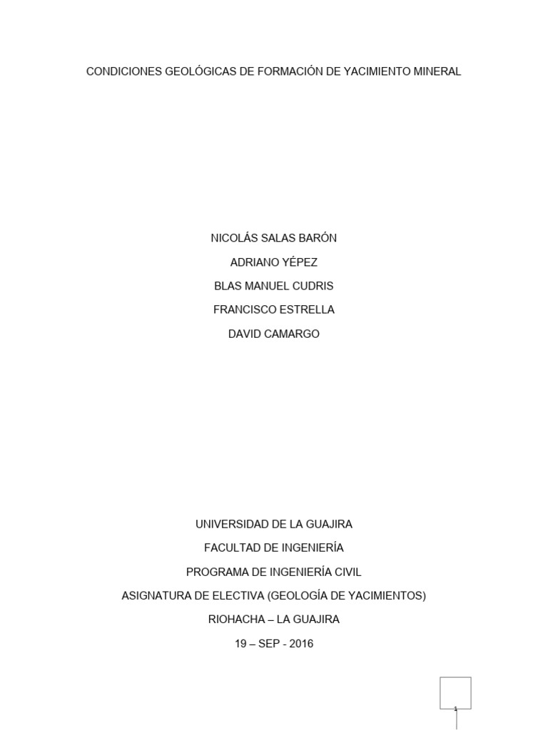 Condiciones Geologicas (1) | PDF | Roca (geología) | Mineral