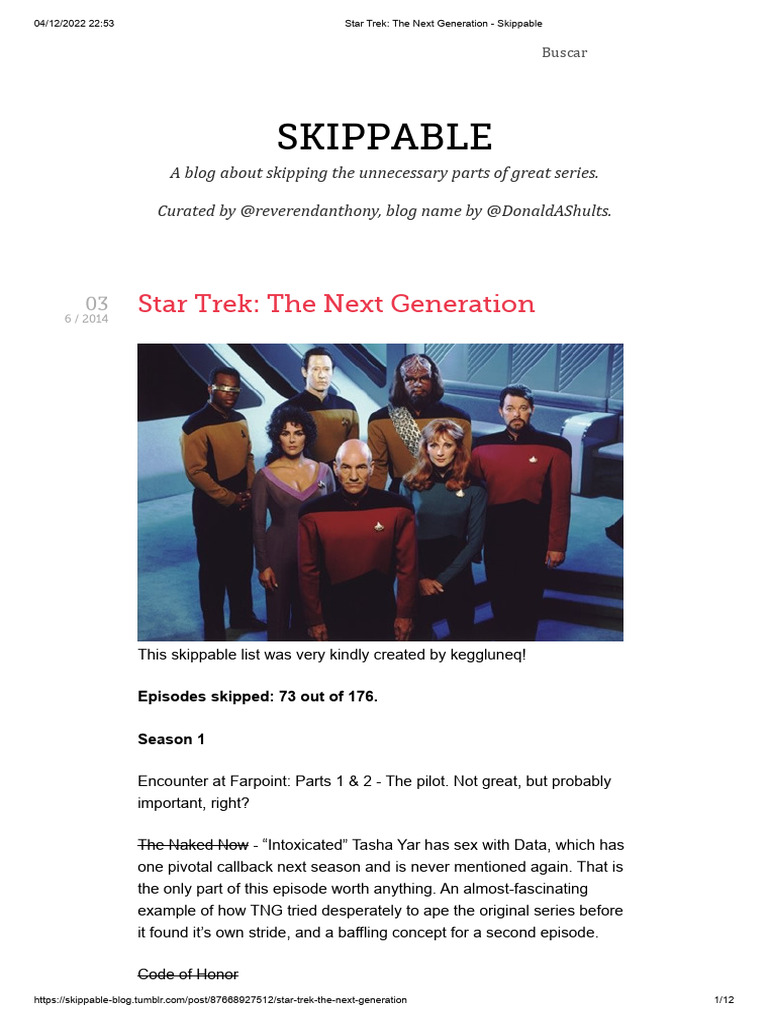 Star Trek_ The Next Generation - Skippable | PDF | Star Trek: The Next Generation | Star Trek