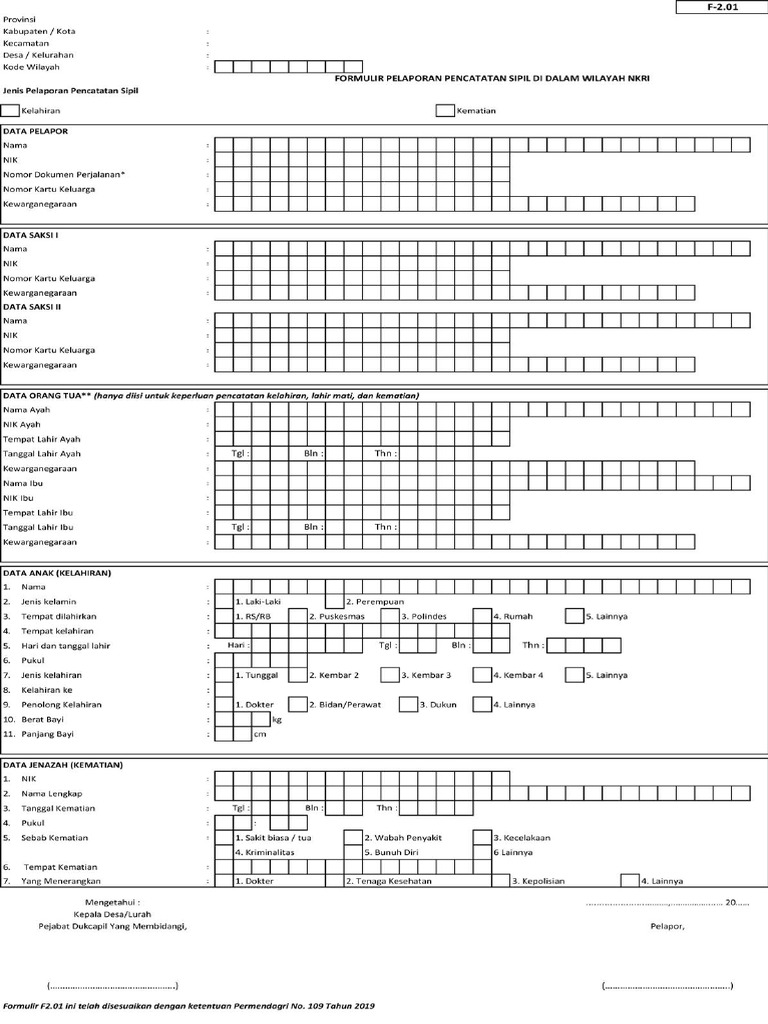 Form-F2.01-Kelahiran-Kematian (1) | PDF