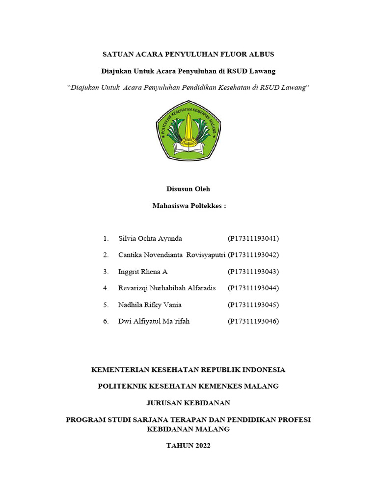 Penyuluhan Fluor Albus di RSUD Lawang | PDF