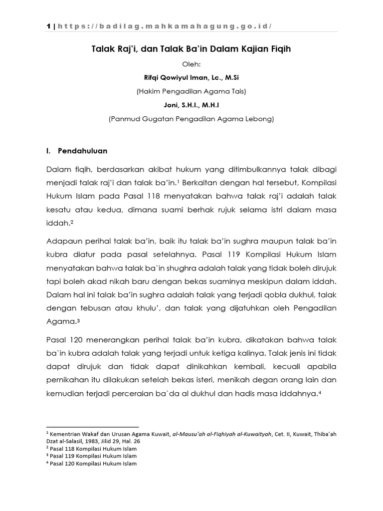 15-Talak Bain Dan Talak Raj'i Dalam Kajian Fiqih | PDF | Ilmu Sosial ...
