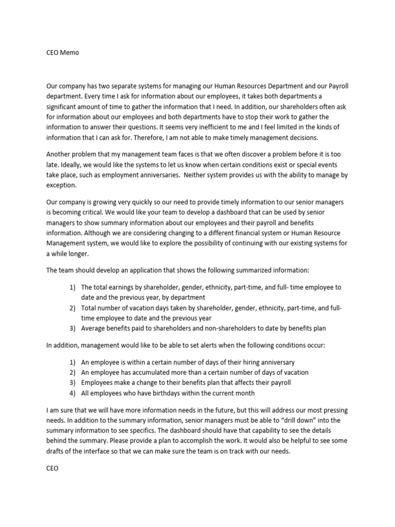 CEO Memo | PDF | Employment | Human Resources