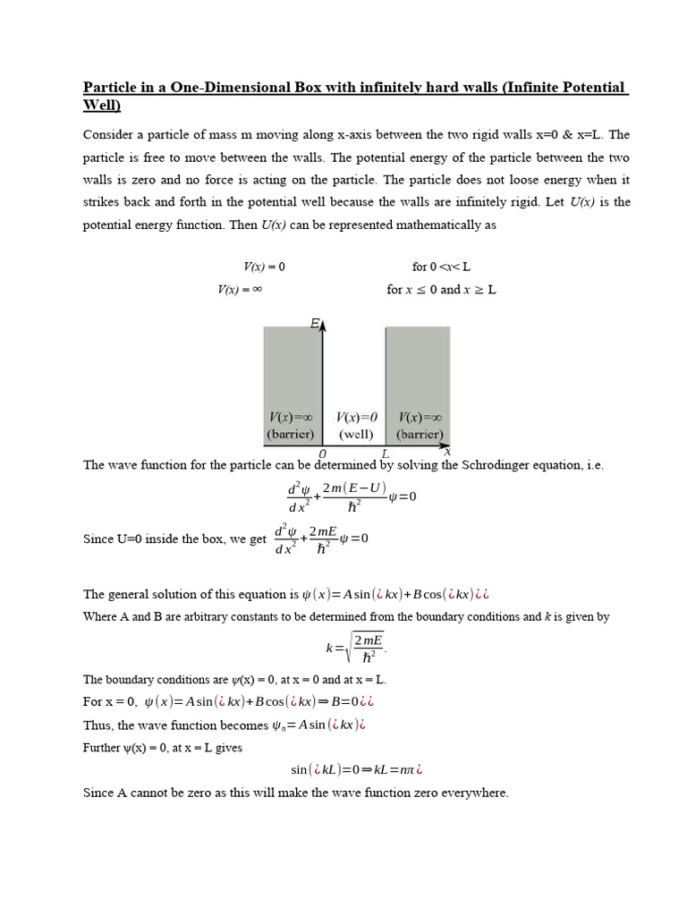 L 15 Solution Of Schrodinger Equation For Particle In A Box Pdf Applied Mathematics Equations