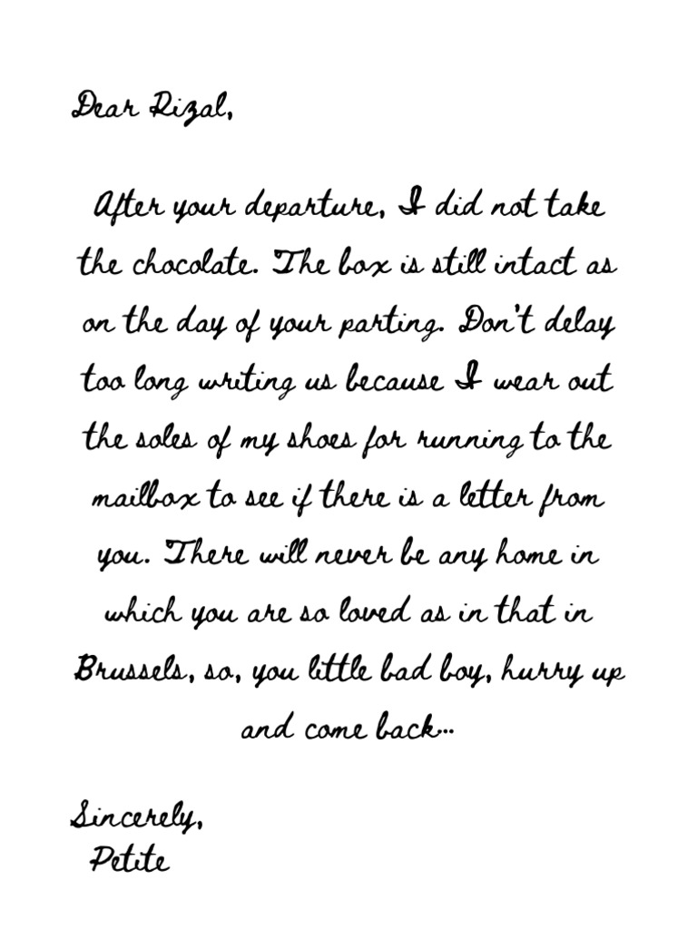 Letter From Suzanne Jacoby To Rizal Rizal | PDF