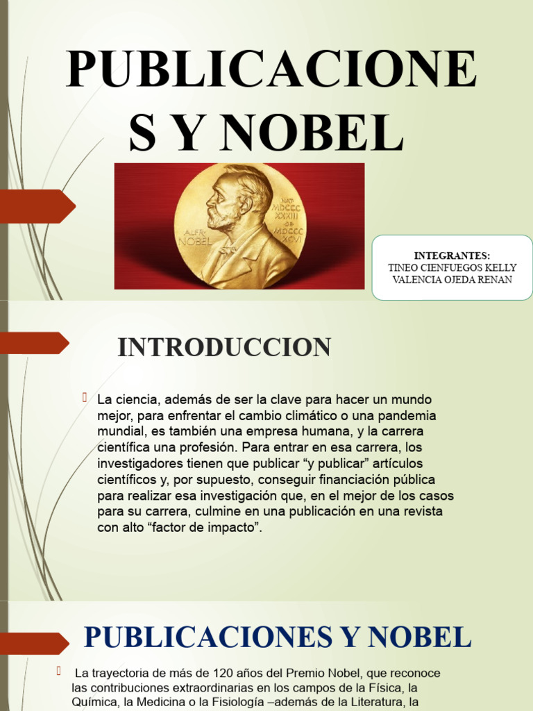 Publicaciones y Nobel | PDF | premio Nobel | Científico