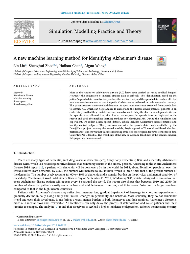 A New Machine Learning Method For Identifying Alzheimer's Disease | PDF ...
