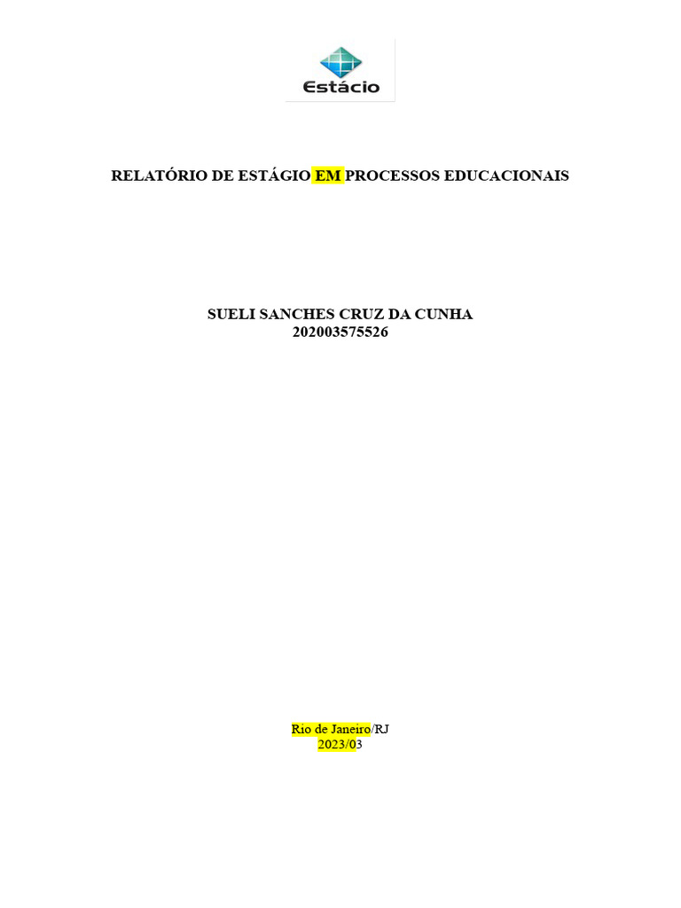 7 - Modelo de Relat Rio - Licenciaturas | PDF | Pedagogia | Aprendizado