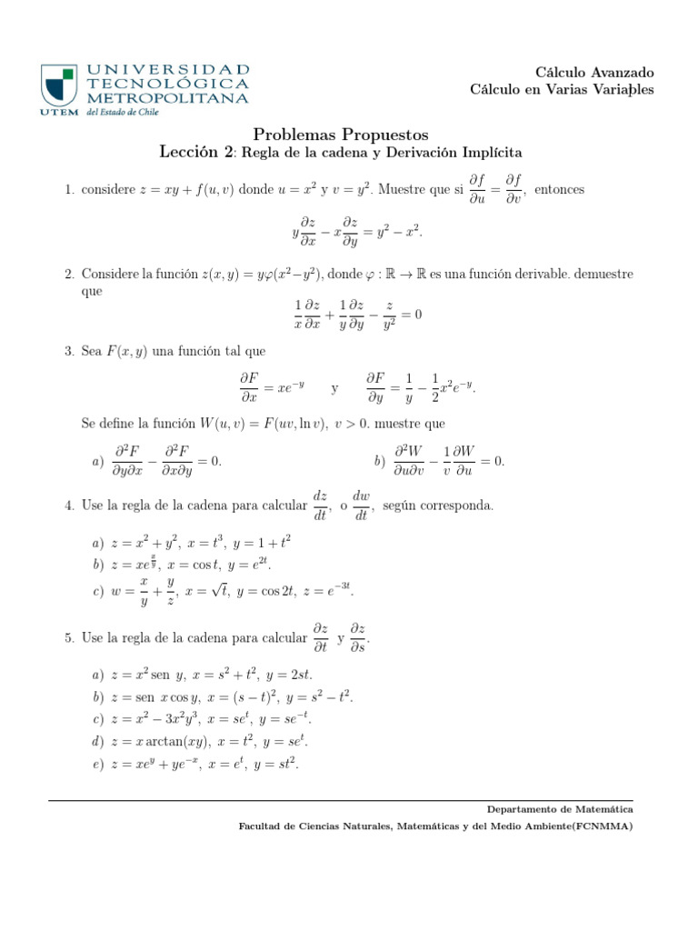 Problemas Propuestos Leccion 2 | PDF | Matemática Elemental | Física Matemática