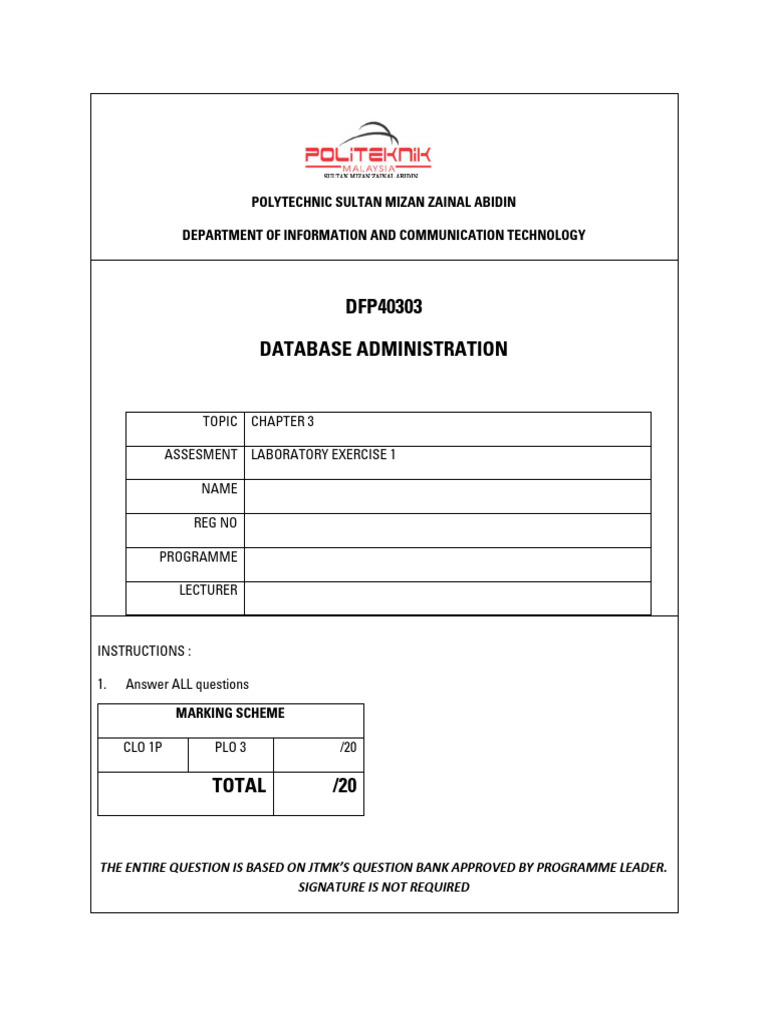 Lab Exercise 1 Dba | PDF | Databases | Computer Science Lab Exercise 1 Dba | PDF | Databases | Computer Science