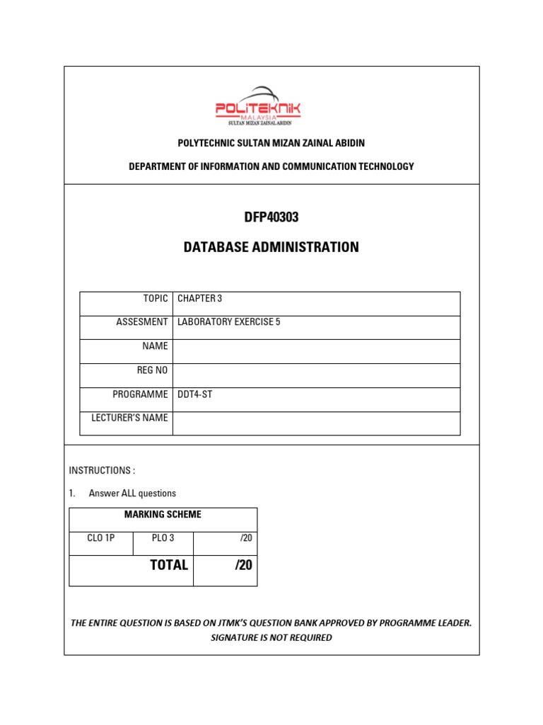 Lab Exercise 5 Dba Soalan Pdf 