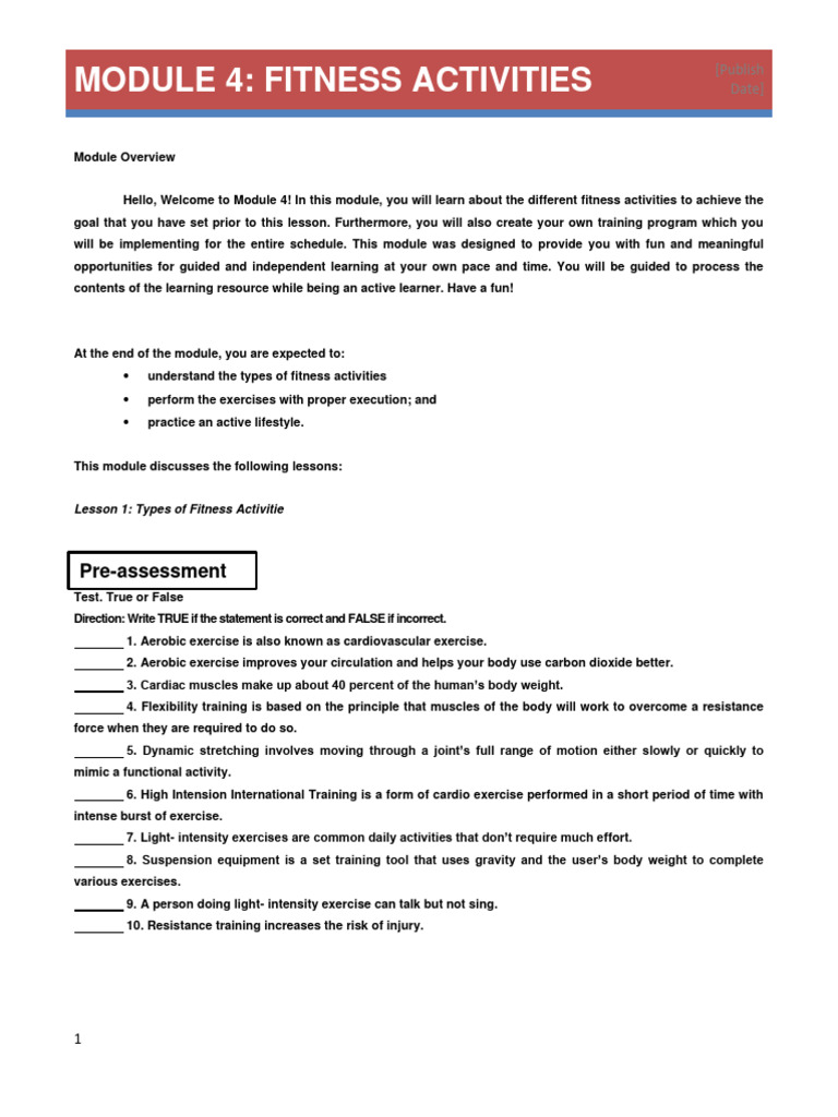 PE102-MODULE-4-FITNESS-ACTIVITIES | PDF | Strength Training | Weight ...