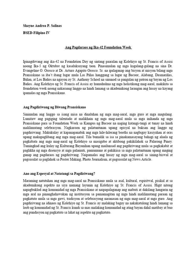 Feature Article Sample - Foundation Week | PDF