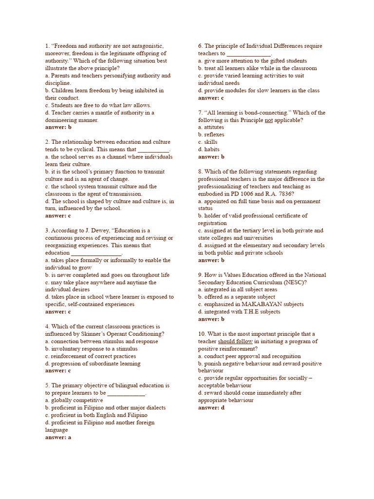 ProfEd Reviewer | PDF | Educational Assessment | Learning