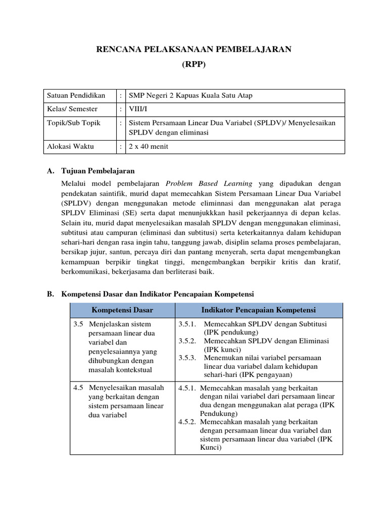 Modul Ajar Matematika SPLTV | PDF