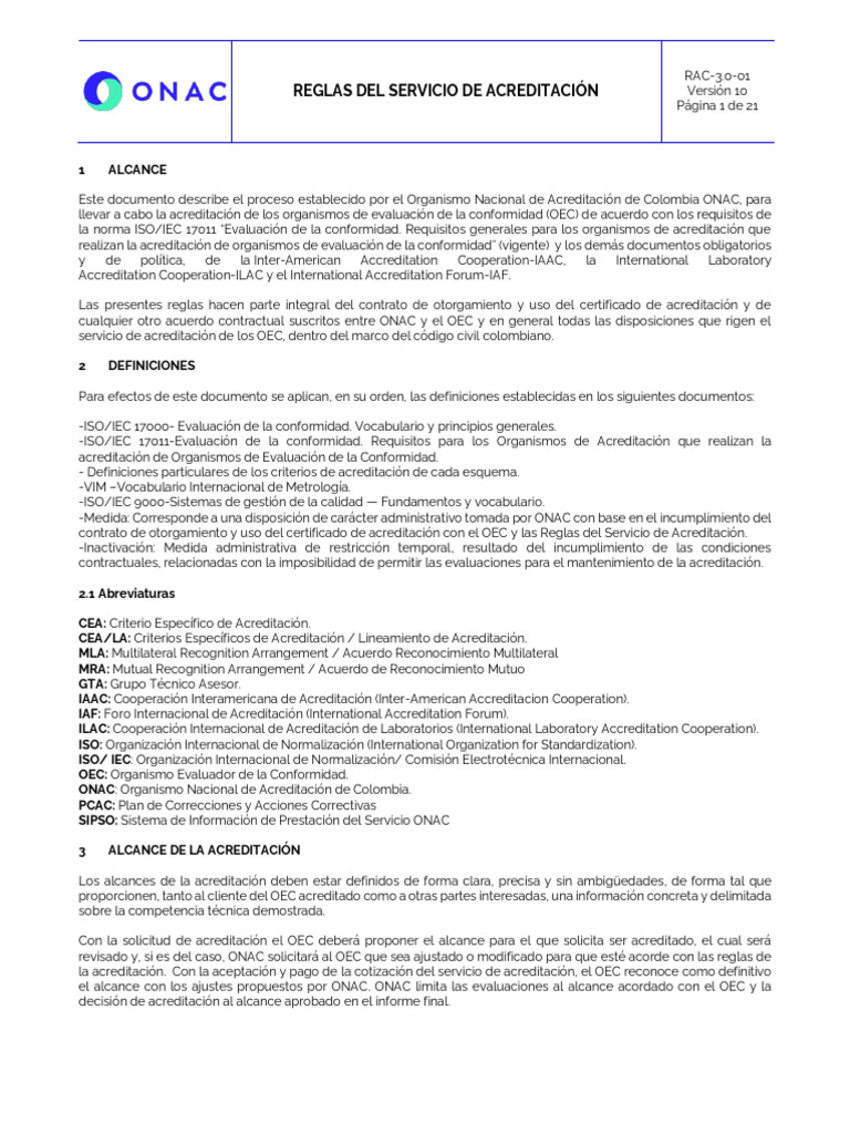 RAC 3.0 01 Reglas Del Servicio de Acreditacion V10 | PDF | Evaluación | Organización ...