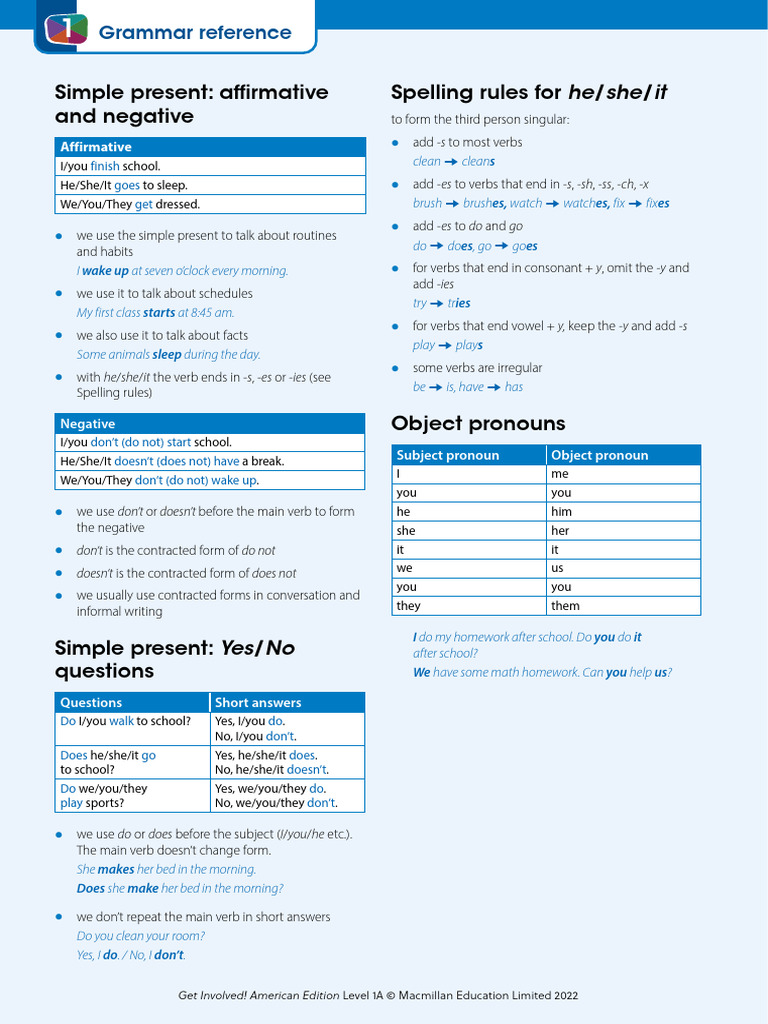 Simple Present Grammar Guide | PDF | Adjective | Adverb