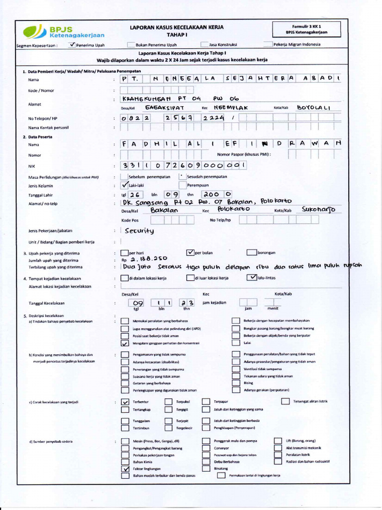 Form Tahap 1 Fadhil | PDF