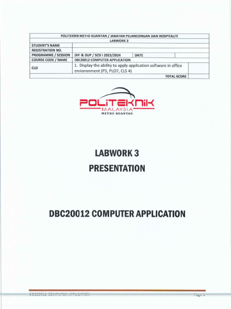 Labwork 3 DBC20012 Sesi I 2023 - 2024 | PDF