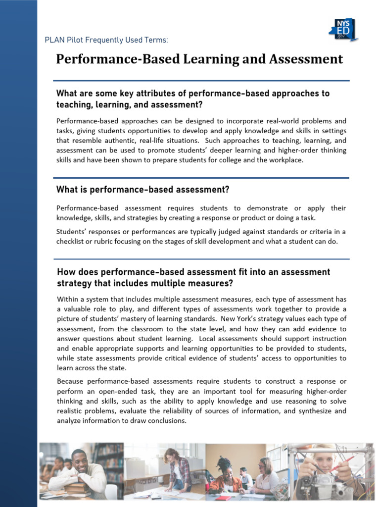 fact-sheet-performance-based-learning-assessment | PDF | Educational ...