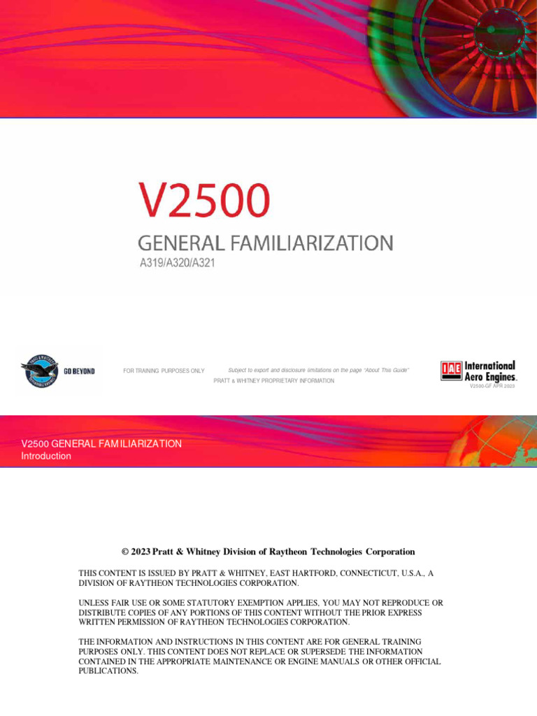 V2500 General Familiarization: For Training Purposes Only Pratt & Whitney Proprietary ...