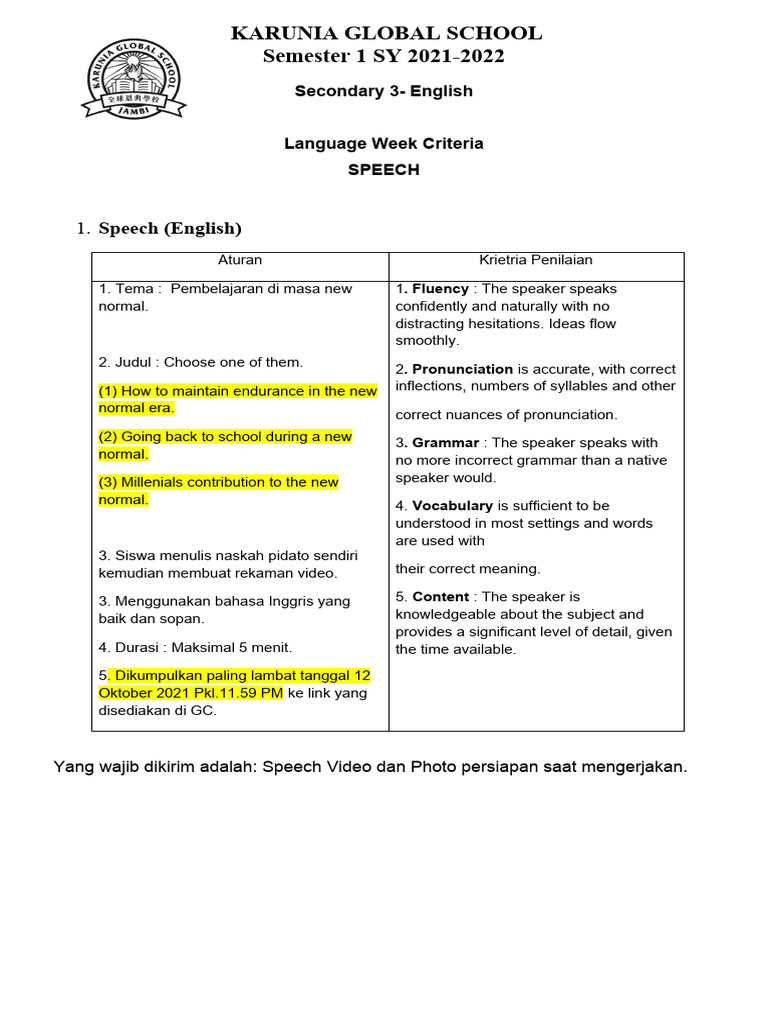 Language Week (Speech Project) 2122 | PDF