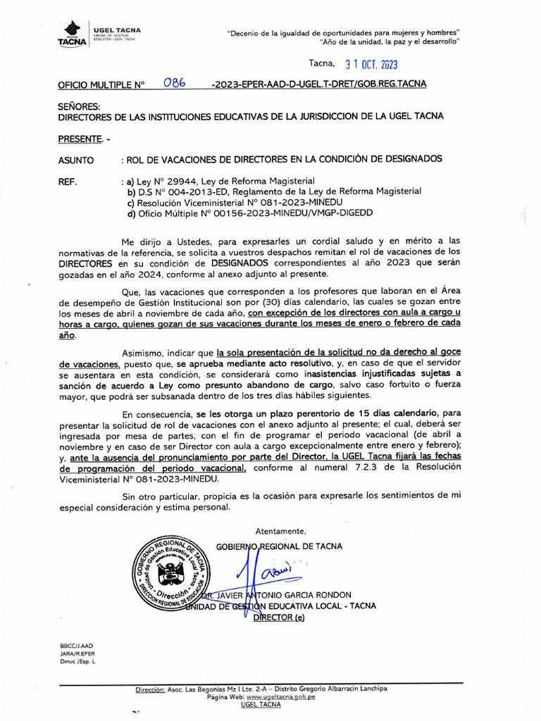 Oficio Multiple N 086 | PDF