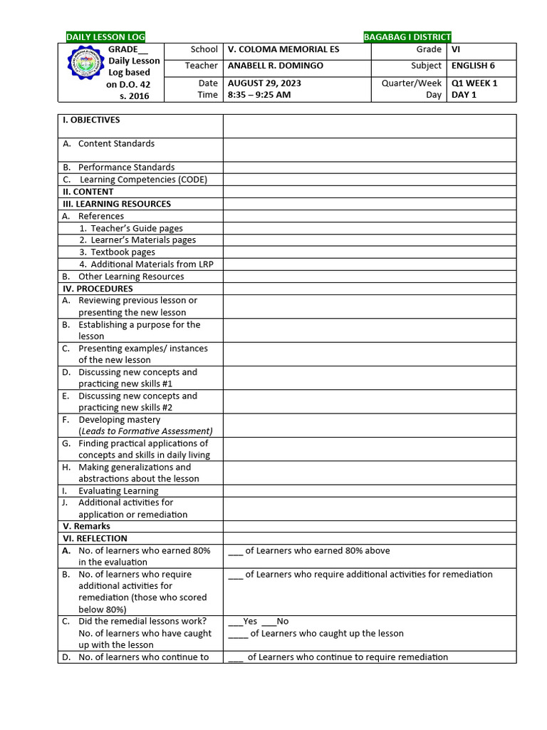 Vcmes DLL English-2023-Template | PDF | Learning | Human Communication