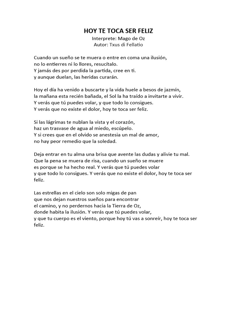 Hoy Te Toca Ser Feliz | PDF