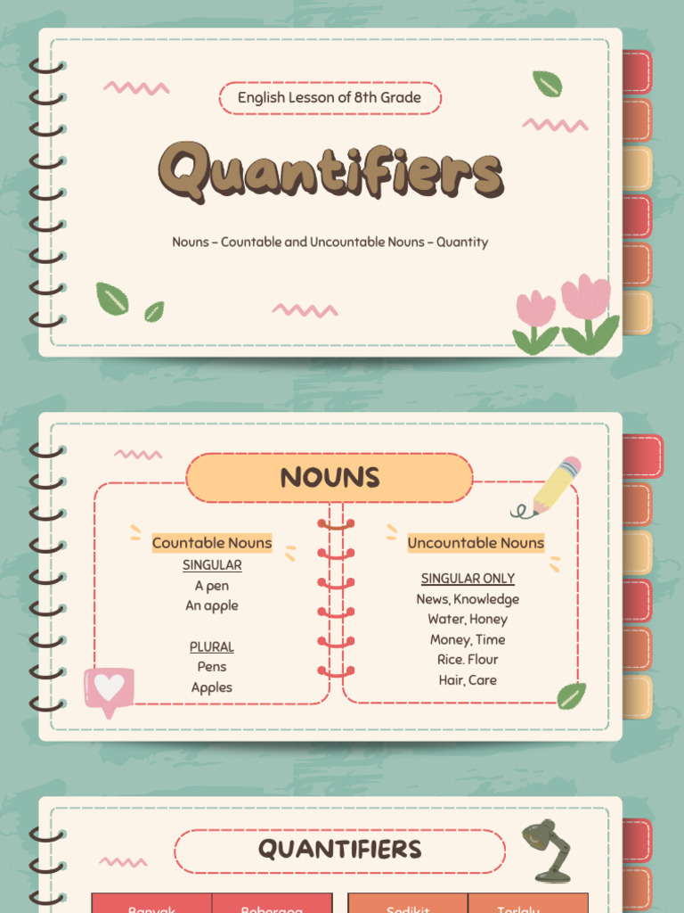 Quantifiers 8th Grade | PDF | Noun | Grammatical Number