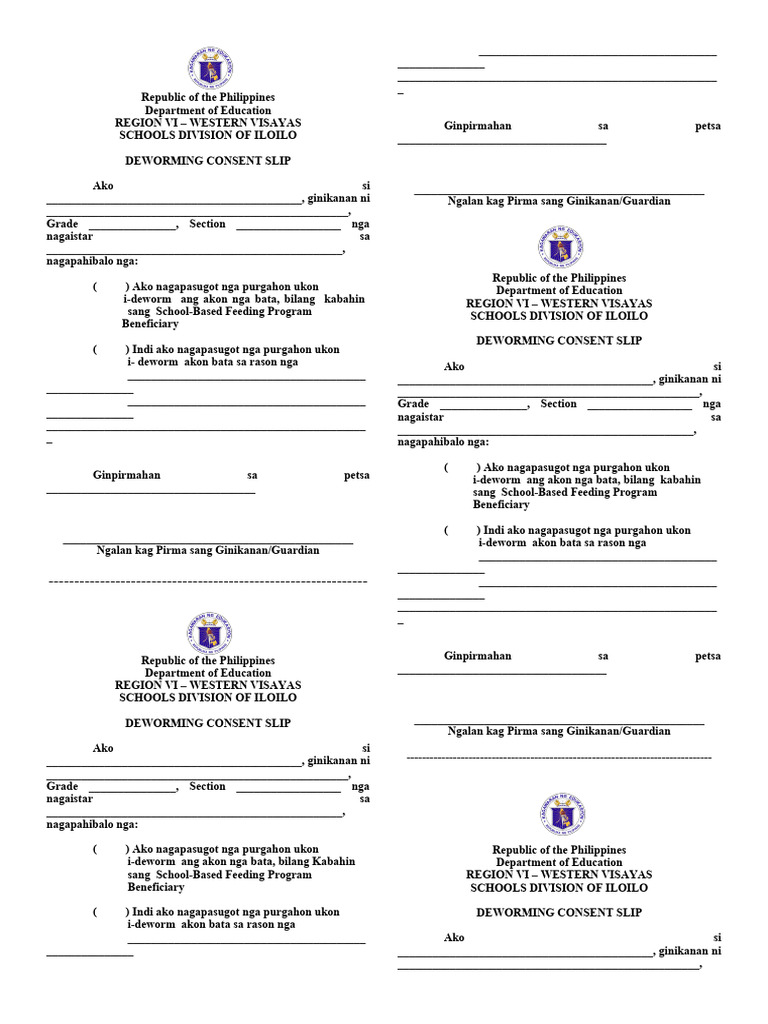 Deworming SBFP Consent | PDF