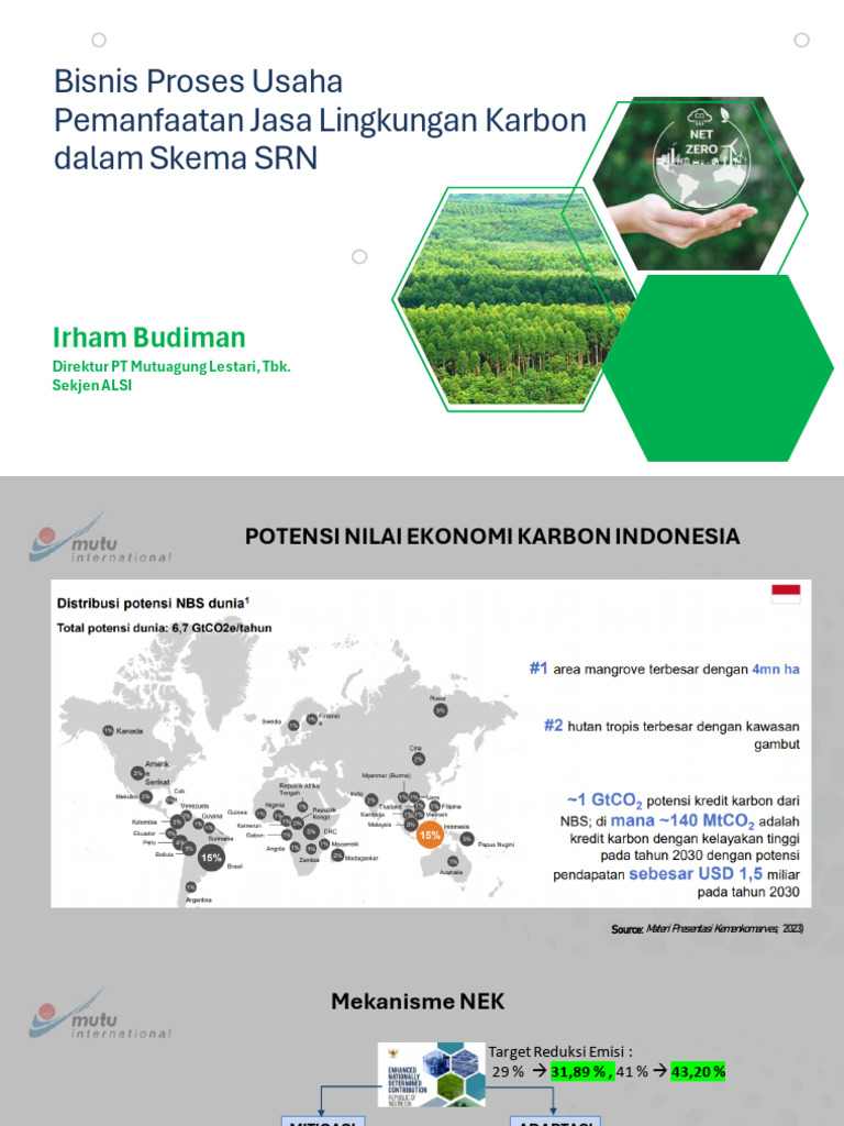 Bisnis Proses Usaha Pemanfaatan Jasa Lingkungan Karbon Dalam Skema SRN | PDF