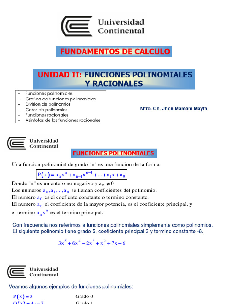 Funciones Polinomiales y Racionales | Descargar gratis PDF | División ...