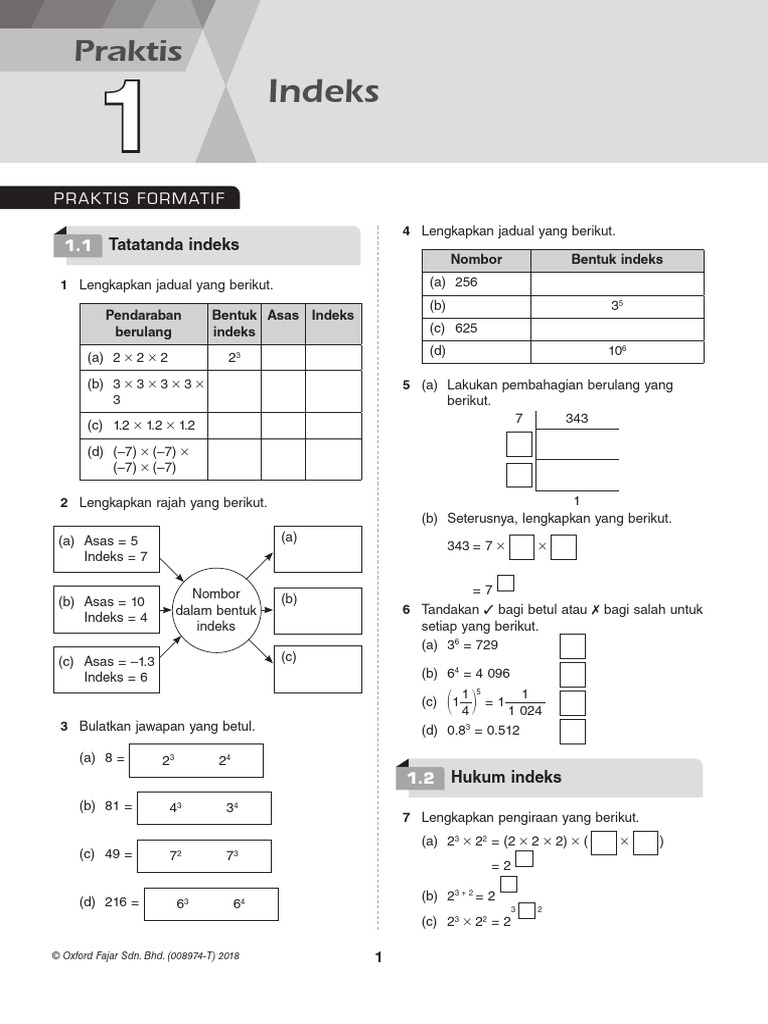 Latihan Matematik Tingkatan 3 Bab 1 | PDF