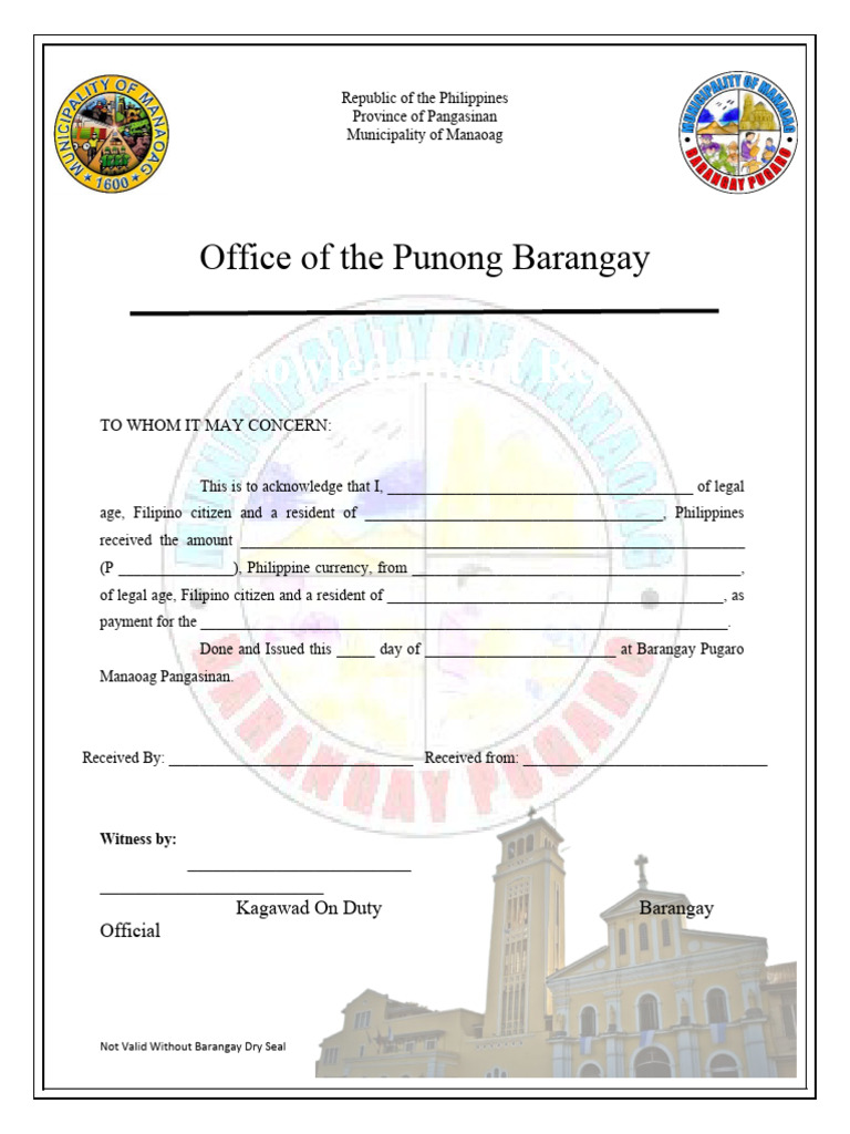 Barangay Pugaro Acknowledgment Receipt | PDF