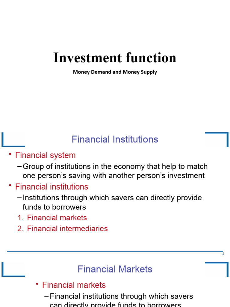 Sessions 9 and 10 - Investment - Money Demand and Supply | PDF | Money ...