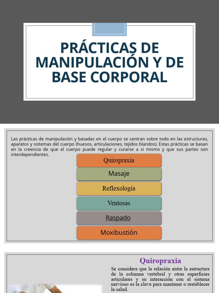 6.4 Prácticas de manipulación y de base corporal | PDF | Quiropráctica ...