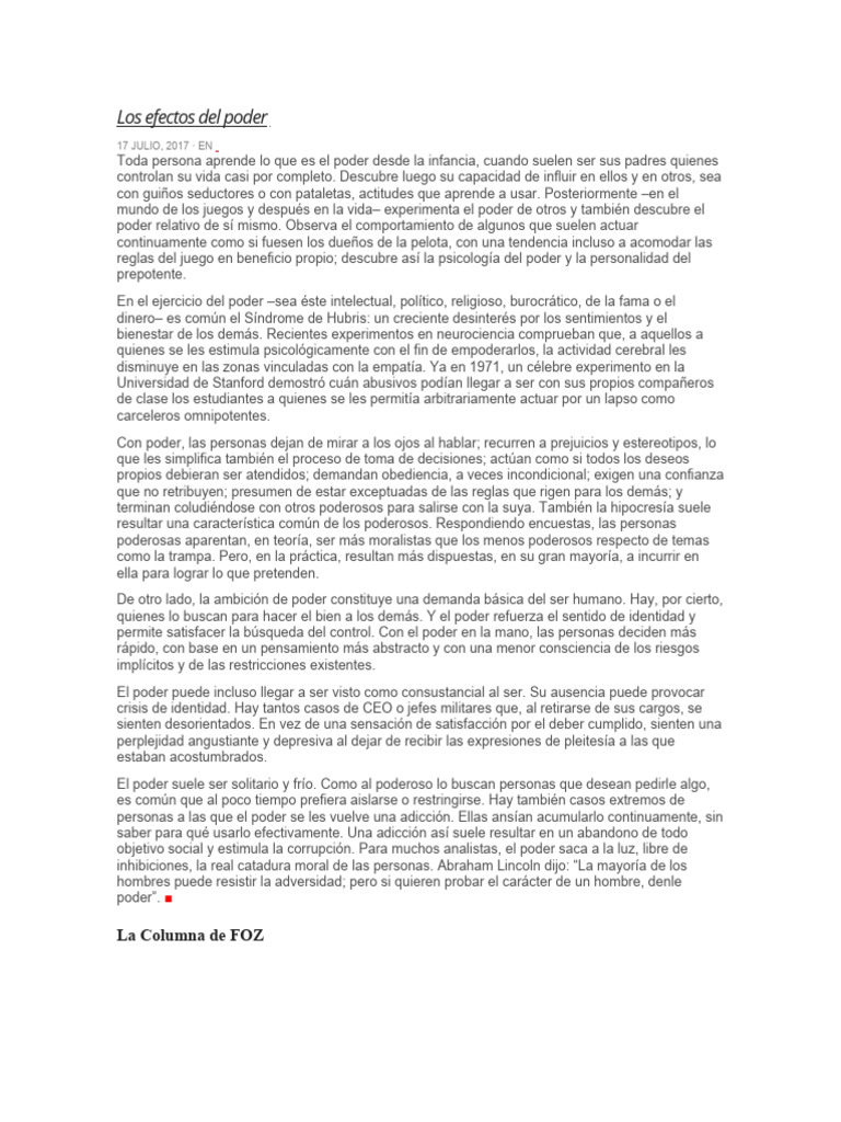 Los Efectos Del Poder | PDF | Ciencias del comportamiento | Conceptos ... Los Efectos Del Poder | PDF | Ciencias del comportamiento | Conceptos ...