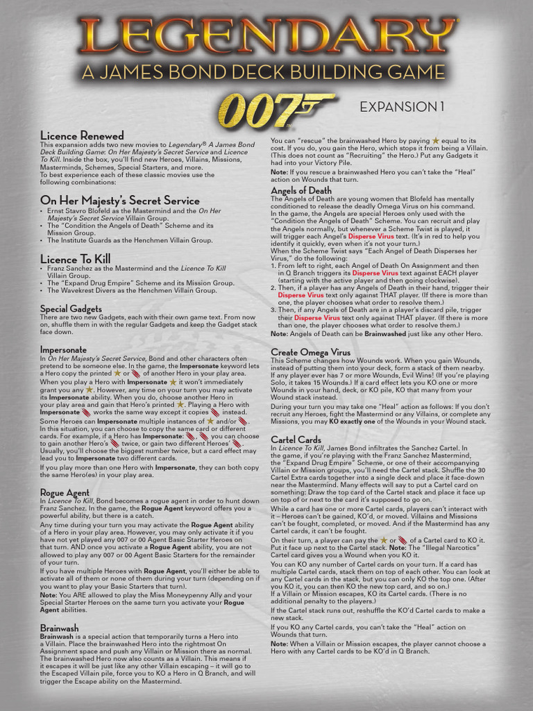 LegendaryBond Exp1 Rules | PDF