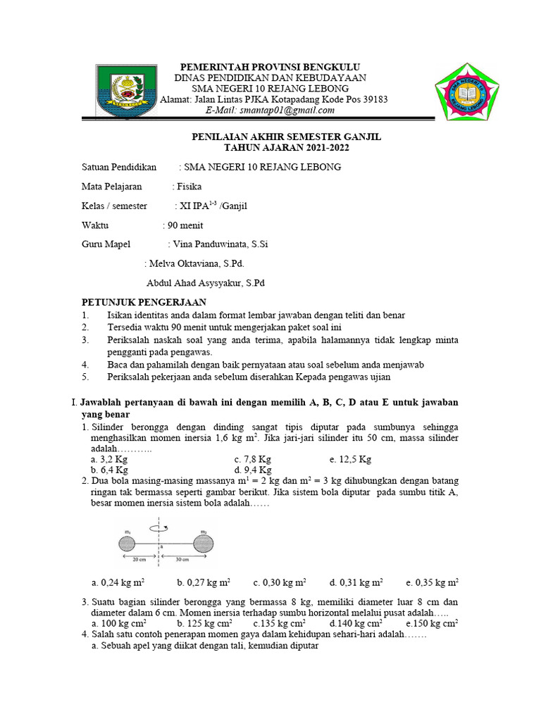 Soal PAs Fisika Kelas XI Ipa | PDF
